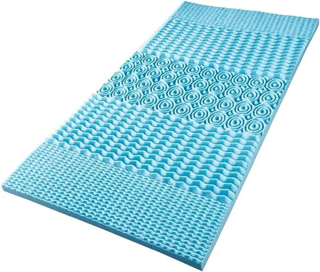 Comfort 5 Zone Cool Blue Memory Foam Mattress Topper Orthopaedic ...